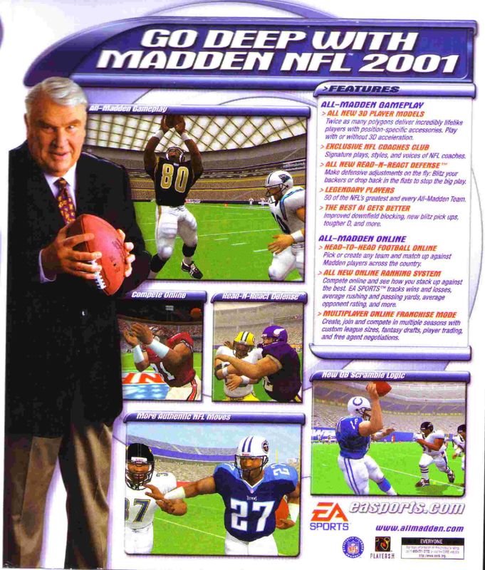 Madden NFL 2001 cover or packaging material - MobyGames