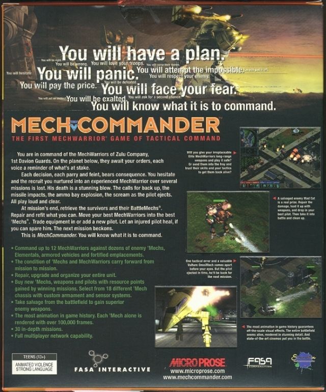 Mech Commander cover or packaging material - MobyGames