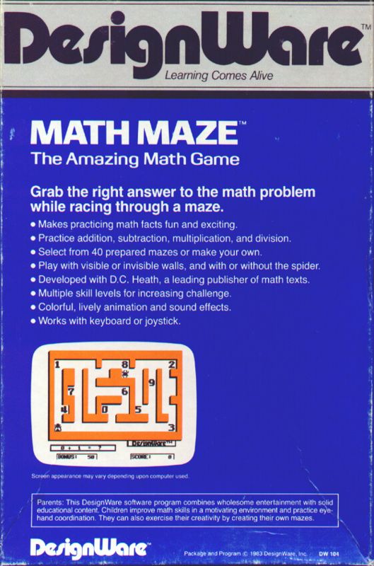 Math Maze cover or packaging material - MobyGames