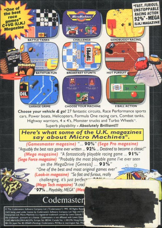 Micro Machines cover or packaging material - MobyGames