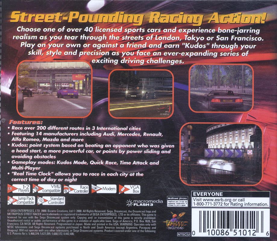 Metropolis Street Racer cover or packaging material - MobyGames