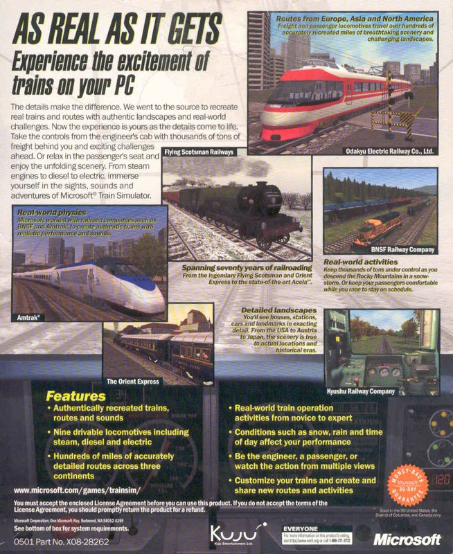 Microsoft Train Simulator cover or packaging material - MobyGames