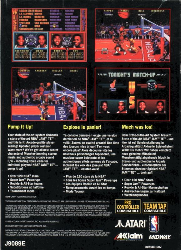 NBA Jam Tournament Edition cover or packaging material - MobyGames