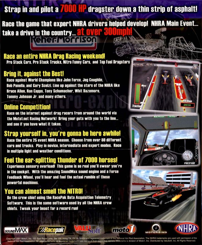 NHRA Drag Racing Main Event cover or packaging material - MobyGames