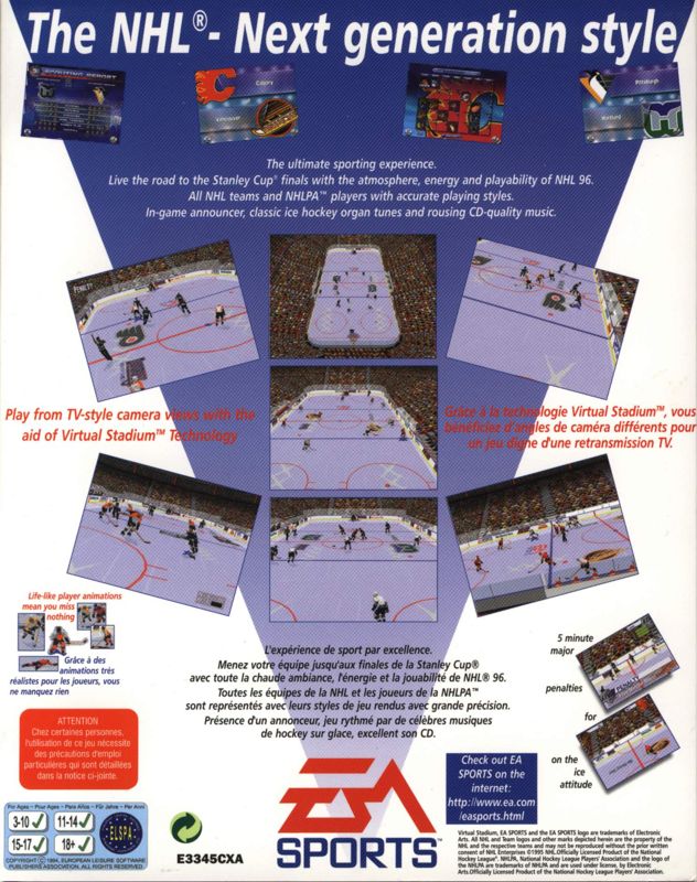 NHL 96 cover or packaging material - MobyGames
