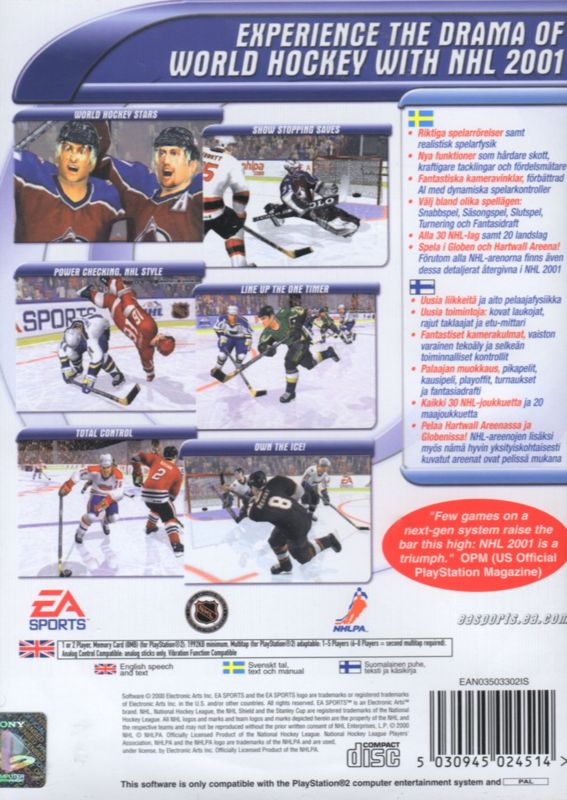 NHL 2001 cover or packaging material - MobyGames