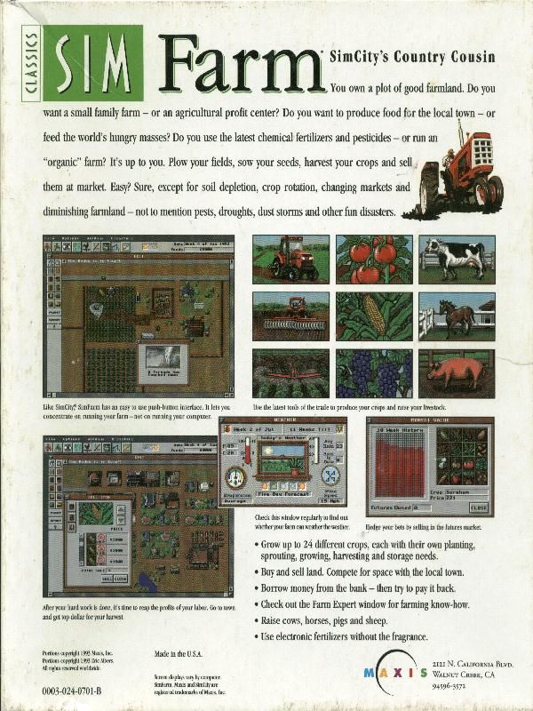 Sim Farm cover or packaging material - MobyGames