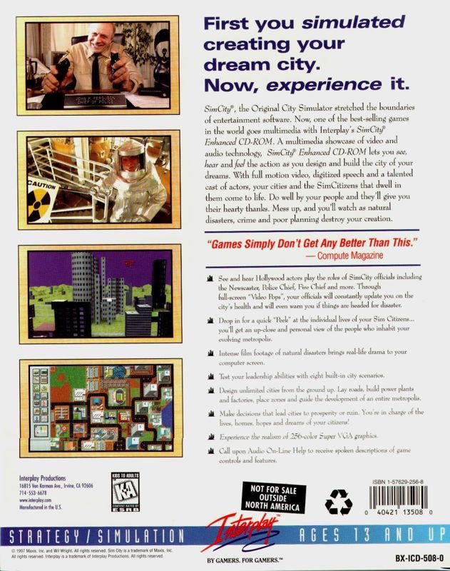 SimCity: Enhanced CD-ROM cover or packaging material - MobyGames