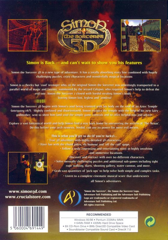 Simon the Sorcerer 3D cover or packaging material - MobyGames