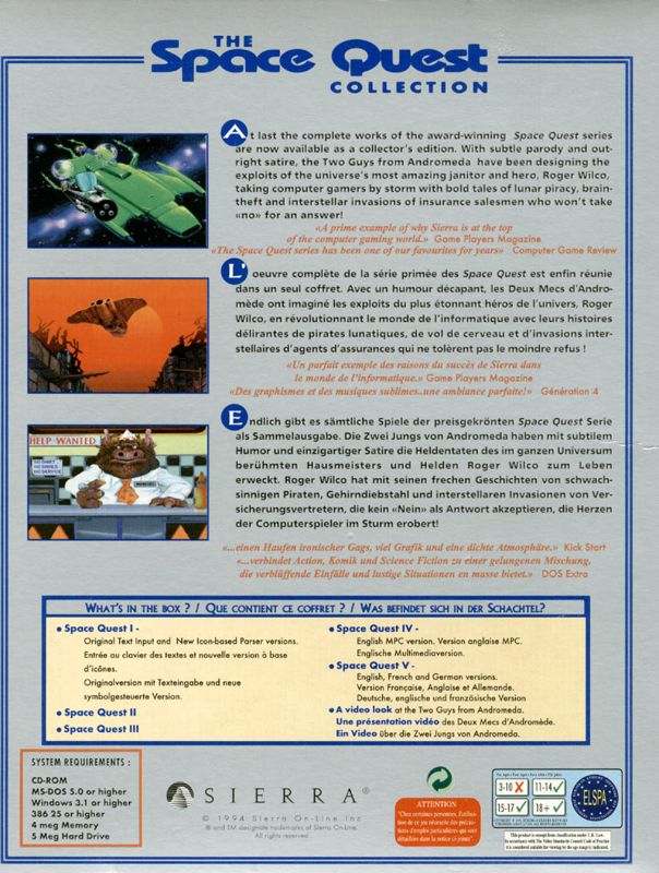 Space Quest: Collector's Edition cover or packaging material - MobyGames