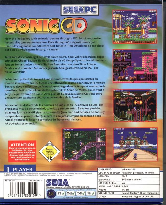 Sonic CD cover or packaging material - MobyGames