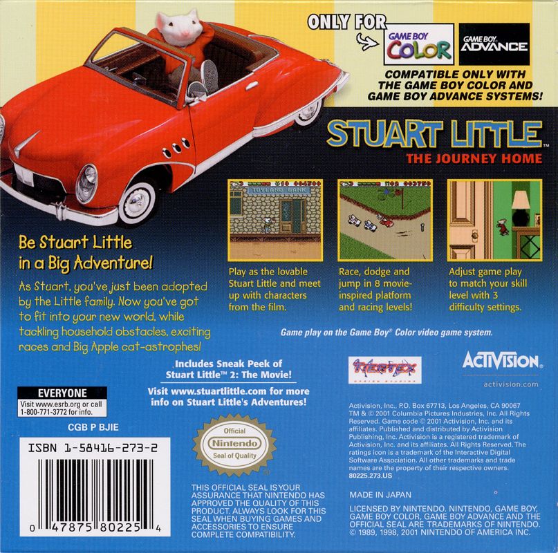 Stuart Little: The Journey Home cover or packaging material - MobyGames