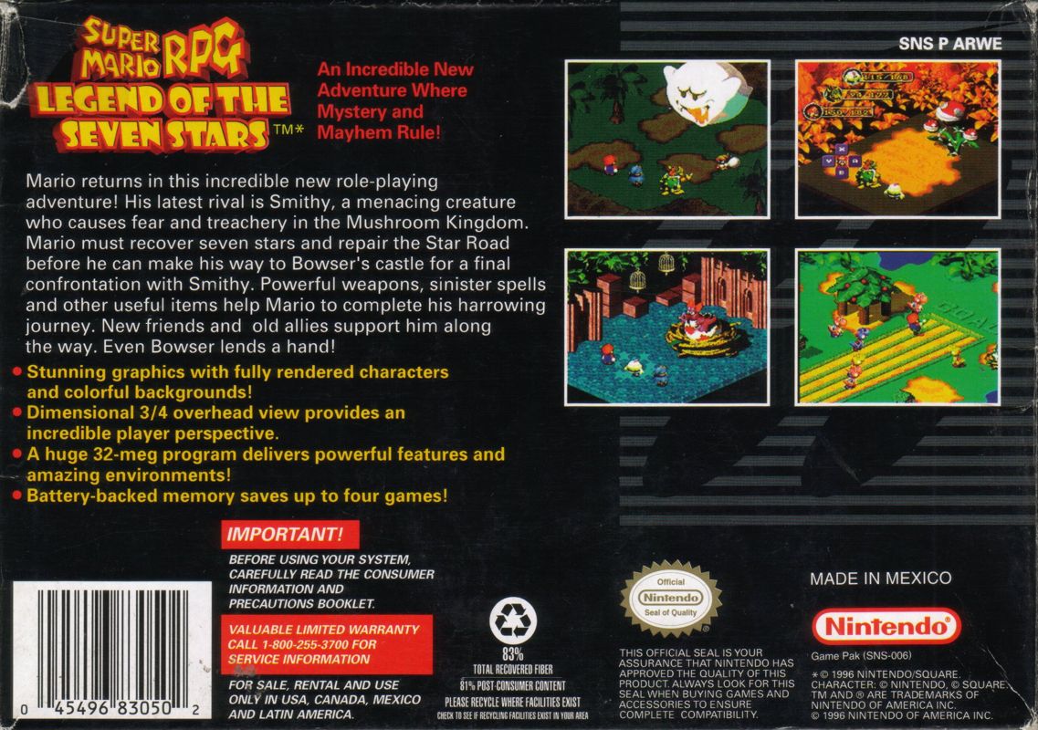 Super Mario RPG: Legend of the Seven Stars cover or packaging material ...