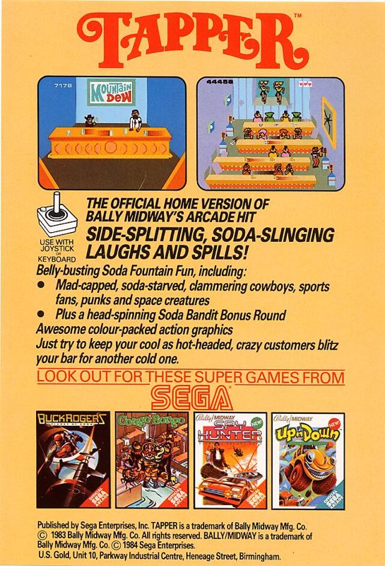 Tapper cover or packaging material - MobyGames