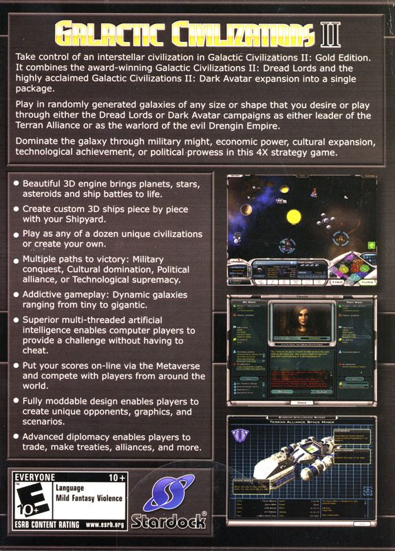 Galactic Civilizations II: Gold Edition cover or packaging material - MobyGames