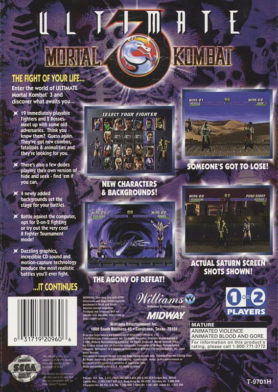 Ultimate Mortal Kombat 3 cover or packaging material - MobyGames