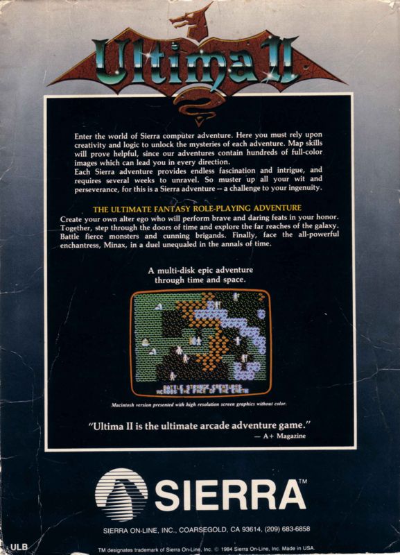 Ultima II: The Revenge of the Enchantress... cover or packaging ...