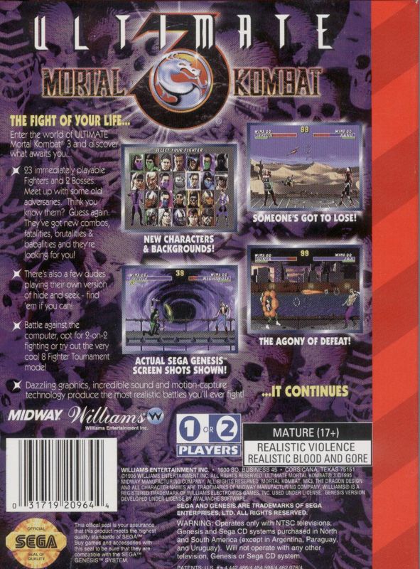Ultimate Mortal Kombat 3 cover or packaging material - MobyGames