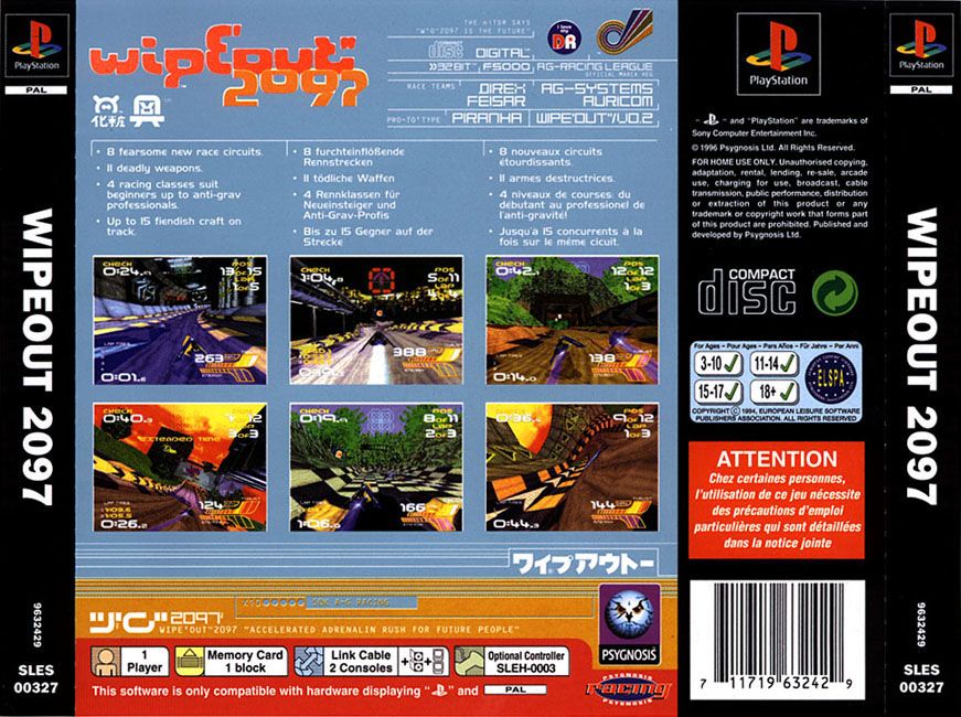 WipEout XL cover or packaging material - MobyGames