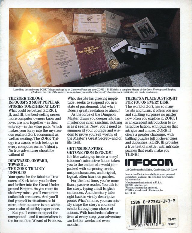 Zork Trilogy cover or packaging material - MobyGames