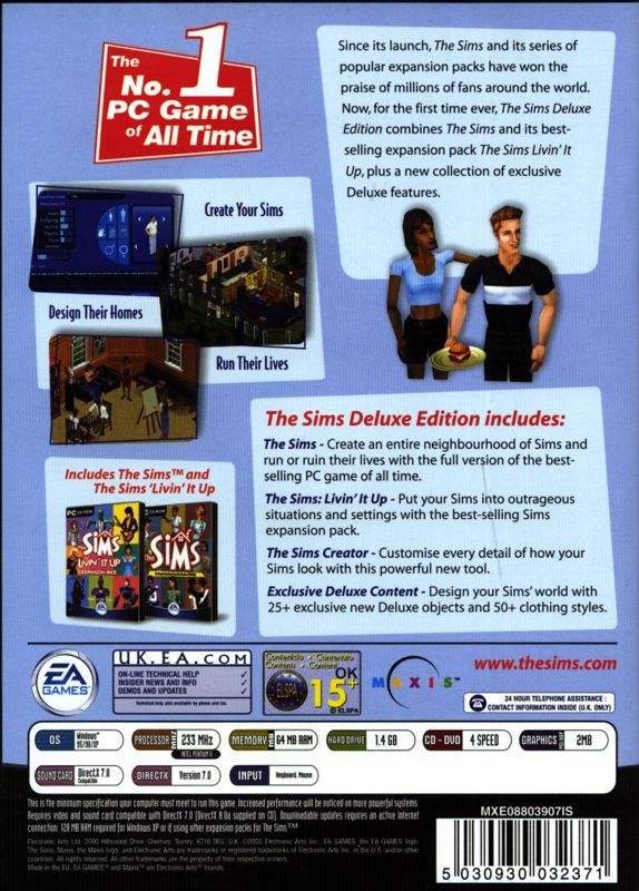 The Sims: Deluxe Edition cover or packaging material - MobyGames