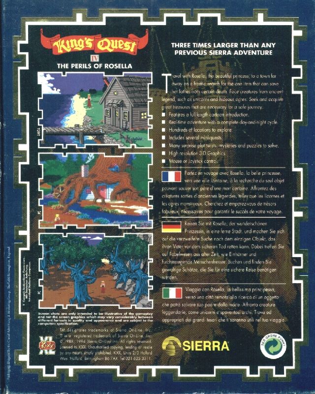 King's Quest IV: The Perils of Rosella cover or packaging material ...