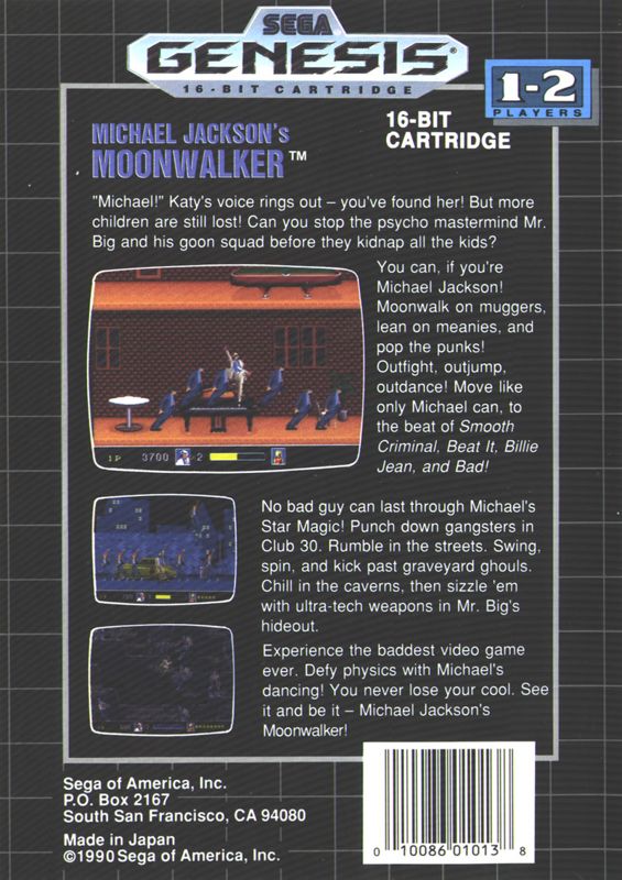 Michael Jackson's Moonwalker cover or packaging material - MobyGames