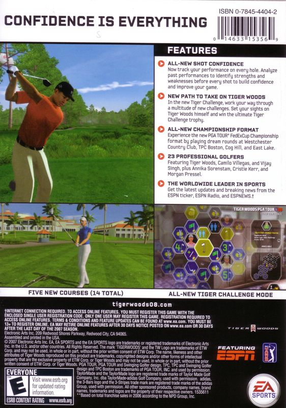 Tiger Woods PGA Tour 08 cover or packaging material - MobyGames