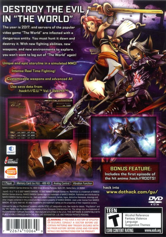 .hack//G.U. Vol. 2//Reminisce cover or packaging material - MobyGames