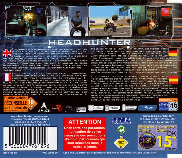 Headhunter cover or packaging material - MobyGames