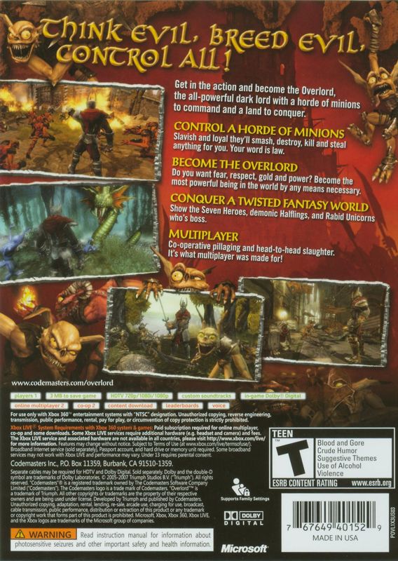 Overlord cover or packaging material - MobyGames