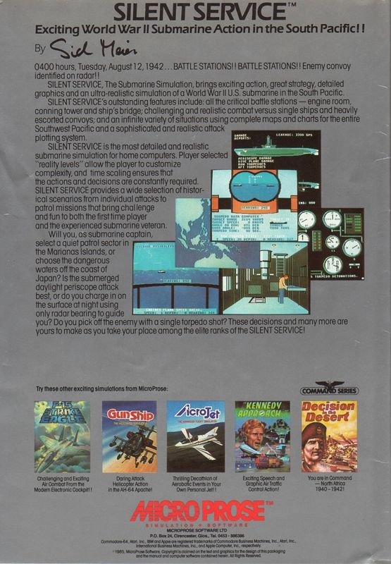 Silent Service cover or packaging material - MobyGames