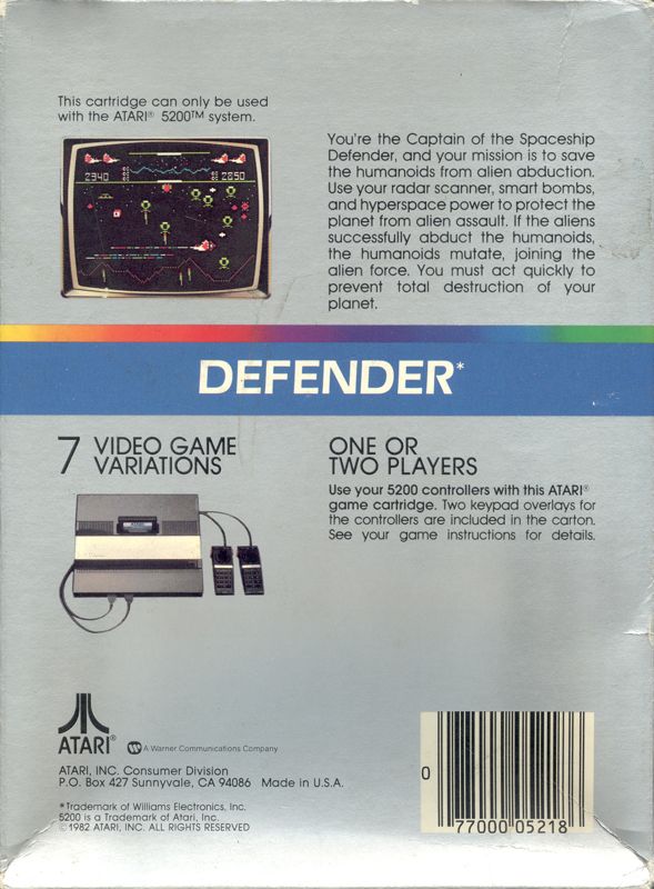 Defender cover or packaging material - MobyGames
