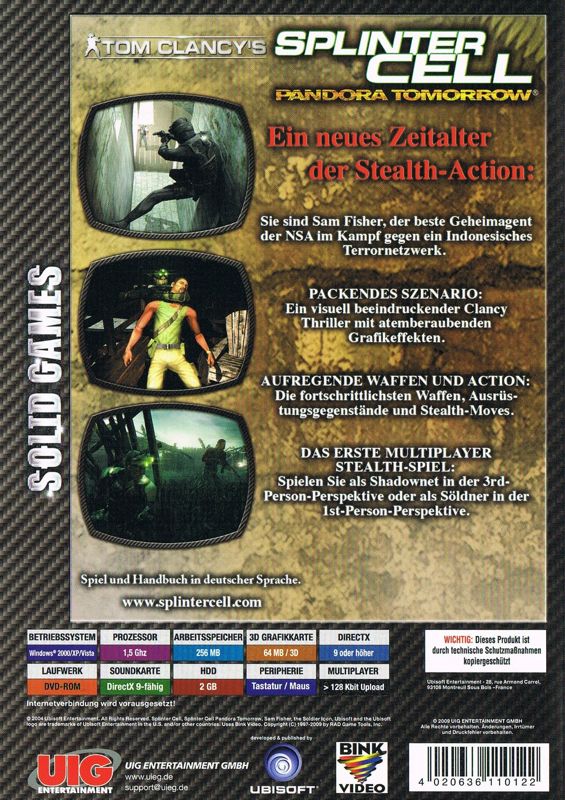 Tom Clancy's Splinter Cell: Pandora Tomorrow cover or packaging ...