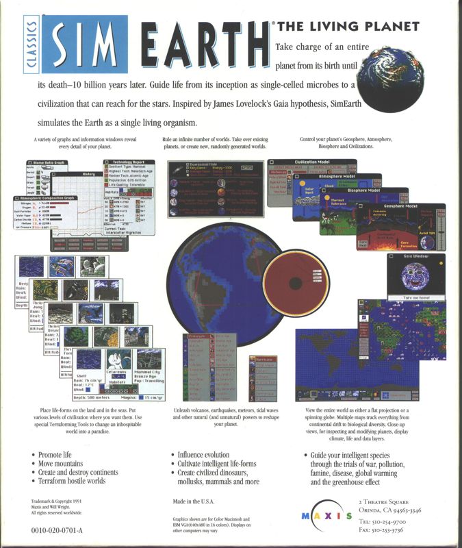 SimEarth: The Living Planet cover or packaging material - MobyGames