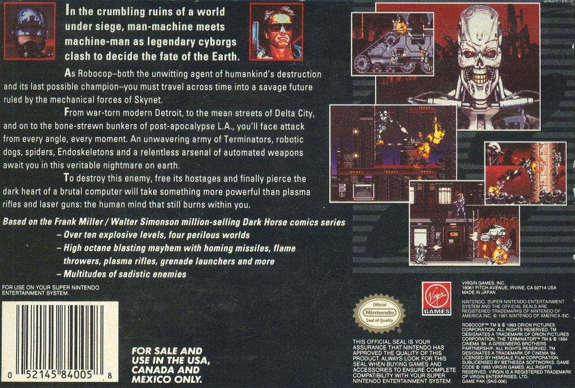 RoboCop Versus the Terminator cover or packaging material - MobyGames