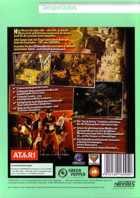 Desperados: Wanted Dead or Alive cover or packaging material - MobyGames
