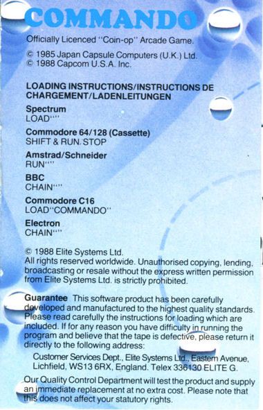 Commando cover or packaging material - MobyGames