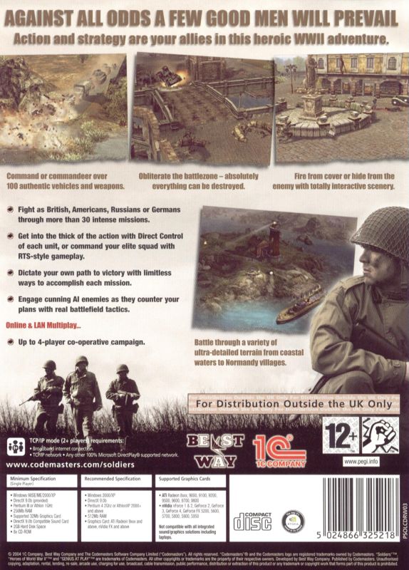 Soldiers: Heroes of World War II cover or packaging material - MobyGames
