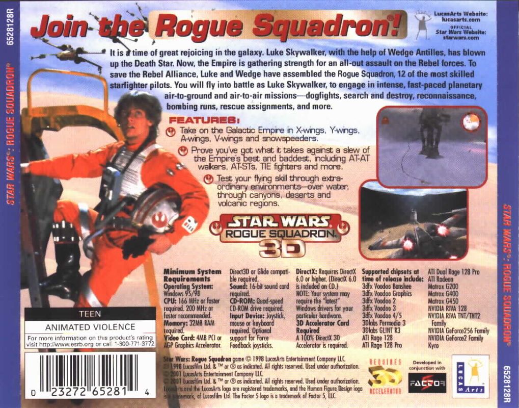 Star Wars: Rogue Squadron 3D cover or packaging material - MobyGames