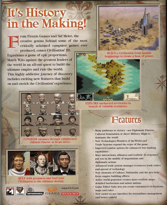 Sid Meier's Civilization III cover or packaging material - MobyGames