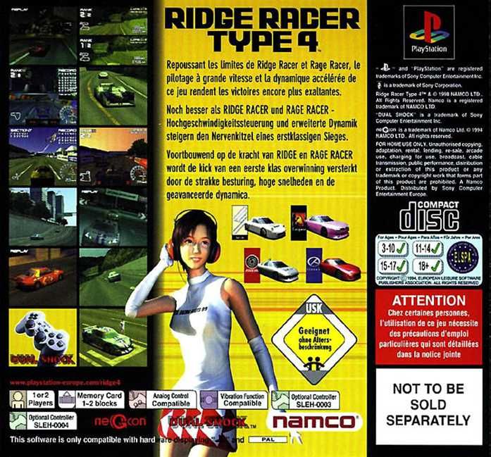 R4: Ridge Racer Type 4 cover or packaging material - MobyGames