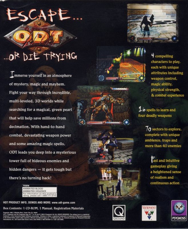 O.D.T.: Escape... or Die Trying cover or packaging material - MobyGames