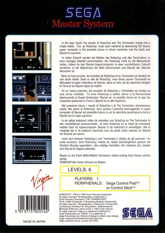 RoboCop versus The Terminator cover or packaging material - MobyGames