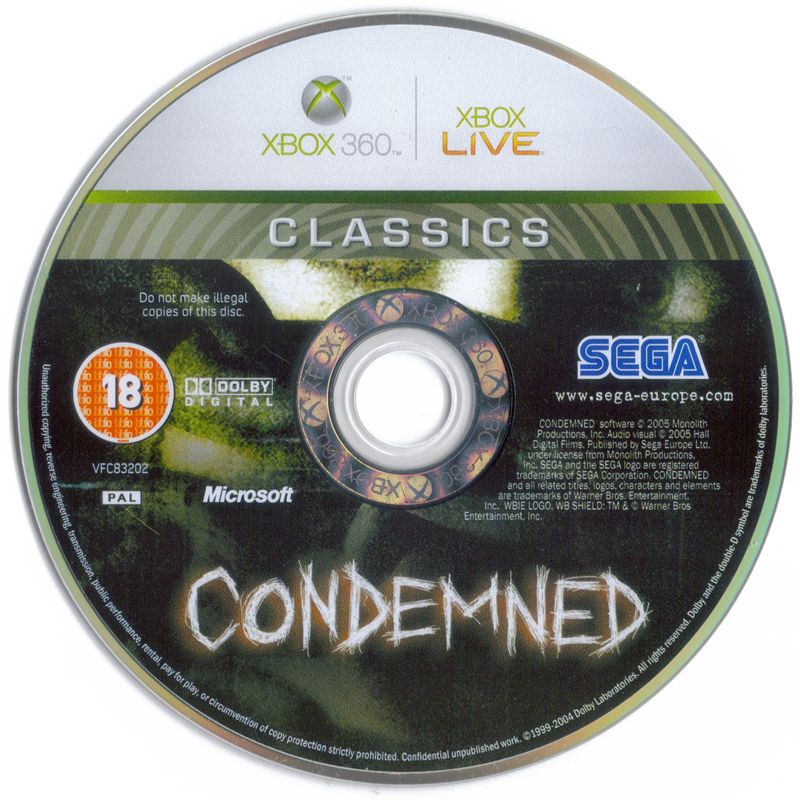 Condemned: Criminal Origins cover or packaging material - MobyGames