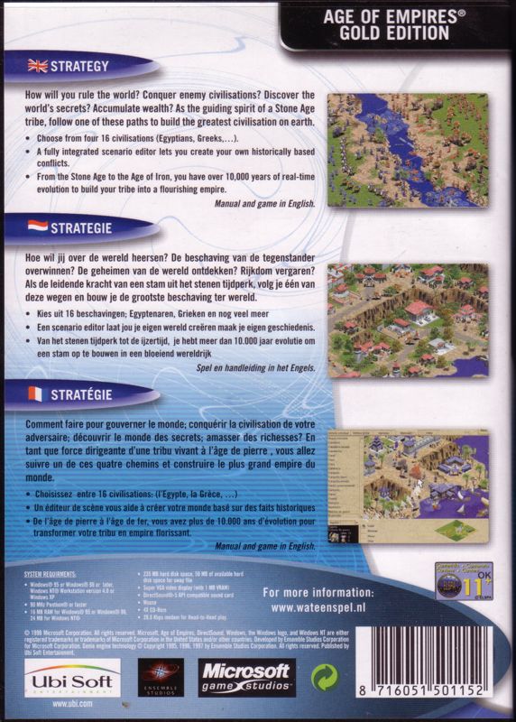 Age of Empires: Gold Edition cover or packaging material - MobyGames