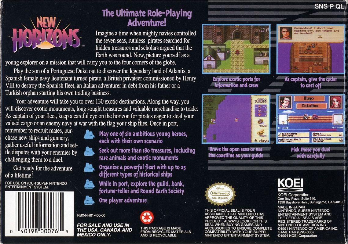 New Horizons cover or packaging material - MobyGames