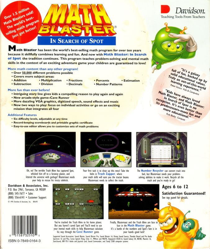 Math Blaster: Episode One - In Search of Spot cover or packaging material - MobyGames