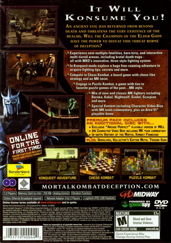 Mortal Kombat: Deception - Premium Pack cover or packaging material ...