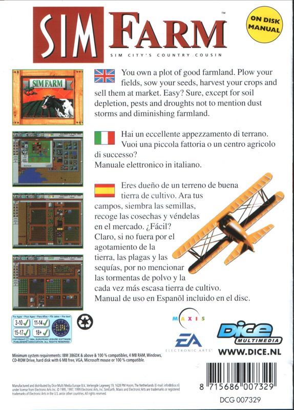 Sim Farm cover or packaging material - MobyGames
